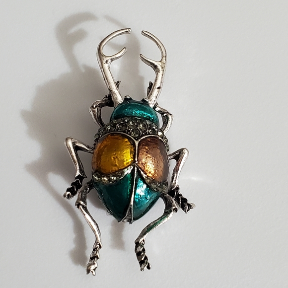 Jewelry | Jewel Bug Beetle Enamel Crystals Silver Brooch Pin Insect New ...